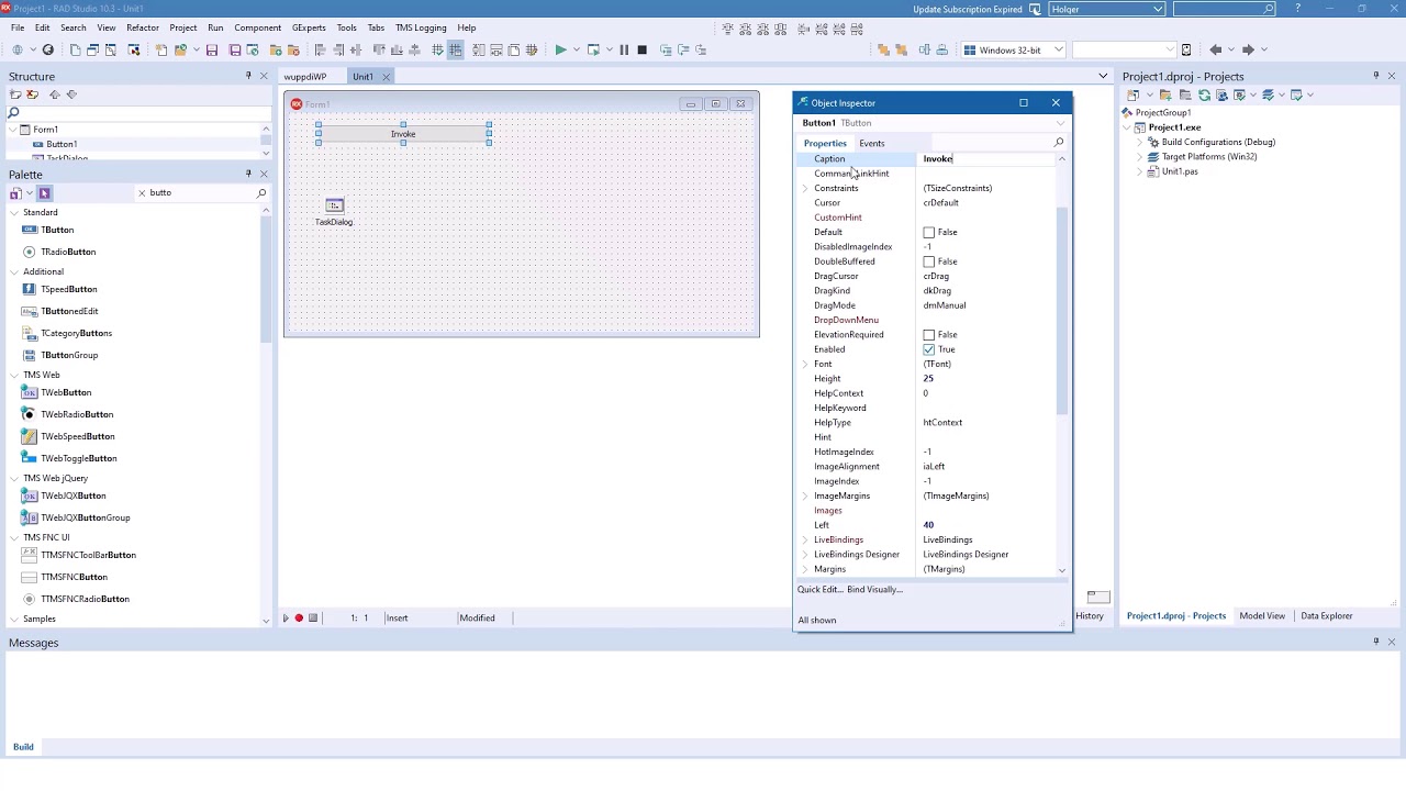TMS VCL TaskDialog: Example 1: Simple dialog with text (4/7)