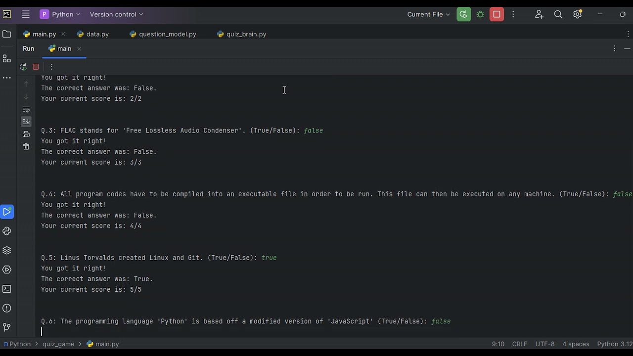 Quiz Game Using OOP in Python