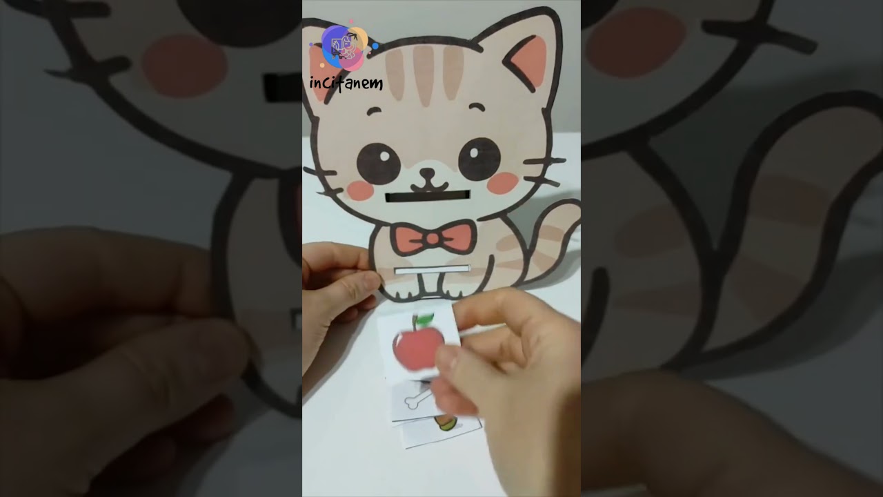 Interactive Cat Math Game Printable, Eat & Reveal Activity, Montessori Kids Learning