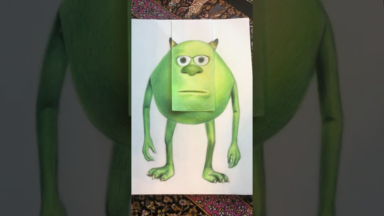 Turning my Mike Wazowski drawing into his MEME! #art #shorts #memes