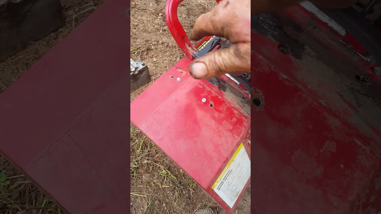 Huskee tiller modified to use side driven transmission
