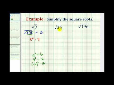 Ex: Simplifying Square Roots (perfect square)