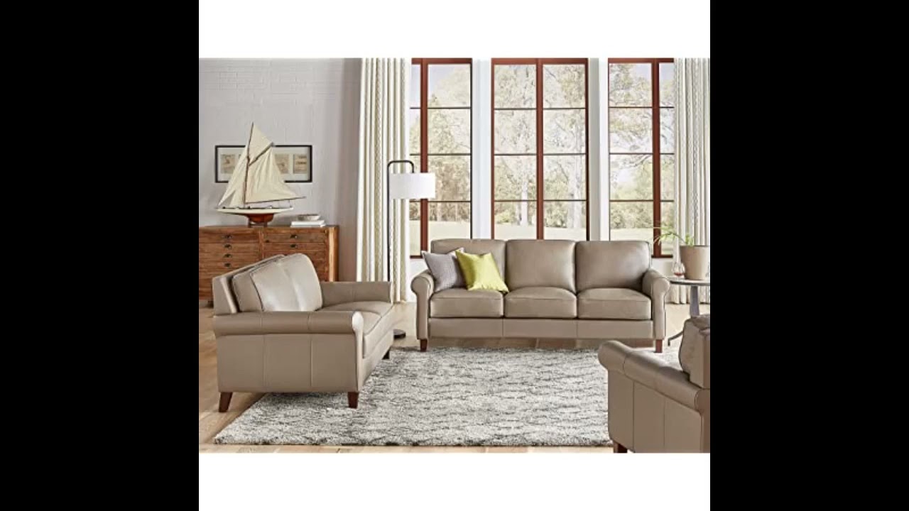 Hydeline Laguna 100% Leather Sofa Couch Set Sofa, Loveseat, Chair, Brown