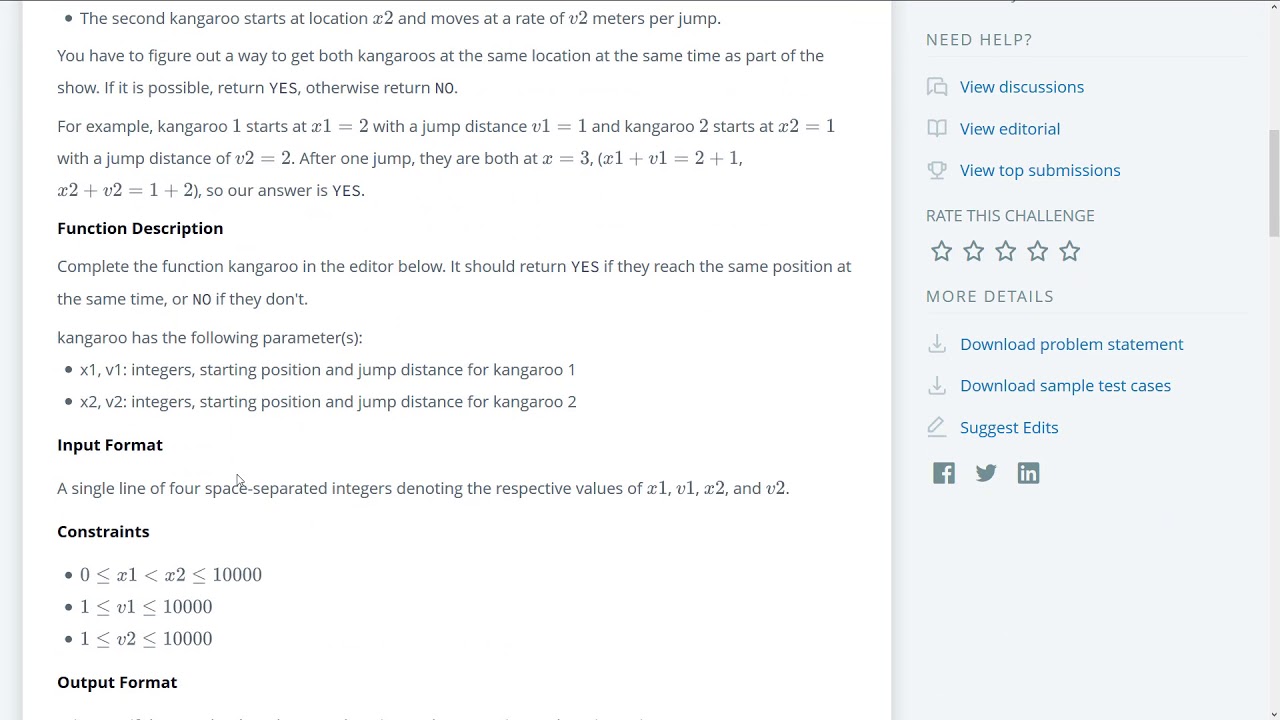 Hackerrank Kangaroo Problem Java Solution