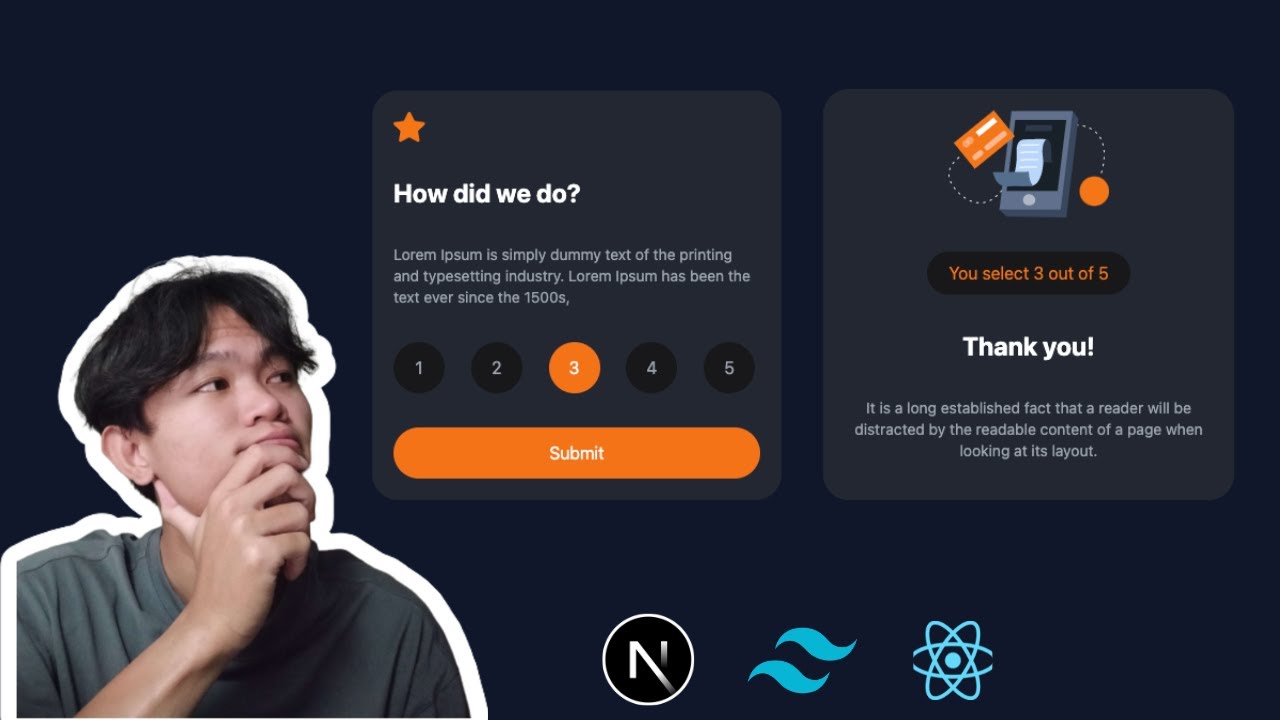 Build rating component using react and tailwindcss