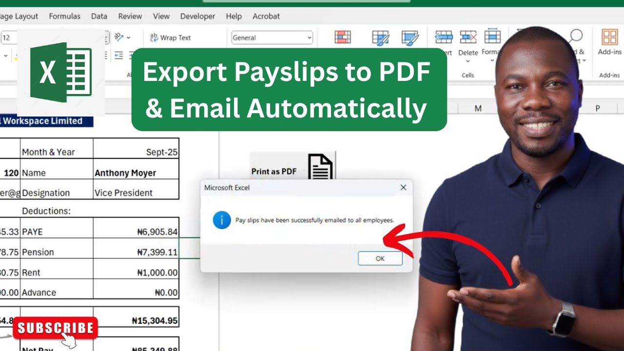 Automate Employee Payslips in Excel | Export to PDF & Email Automatically (VBA) #excel