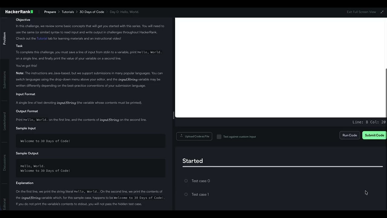 HackerRank Python 30 Days of Code - Day 0: Hello, World