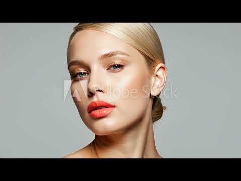 Beauty portrait featuring a model with striking features and vibrant makeup - Stock Footage