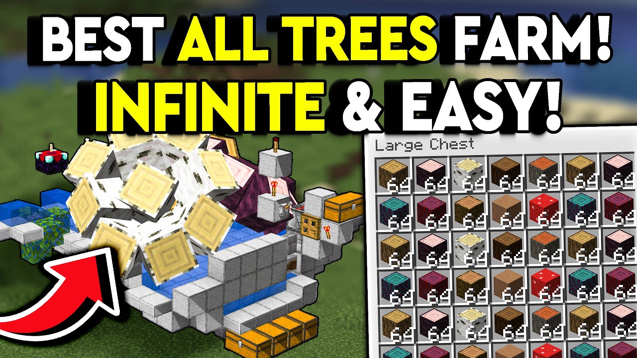 BEST NEW INFINITE ALL TREE WOOD FARM 1.21! Minecraft Tutorial ...