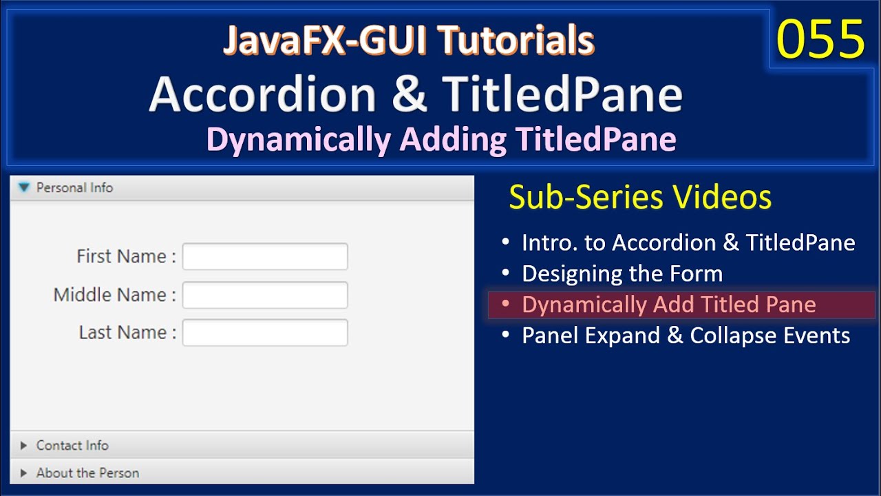 Accordion & TitledPane | Part 3 - Add Titled Pane Dynamically | JavaFx GUI Tutorial #55