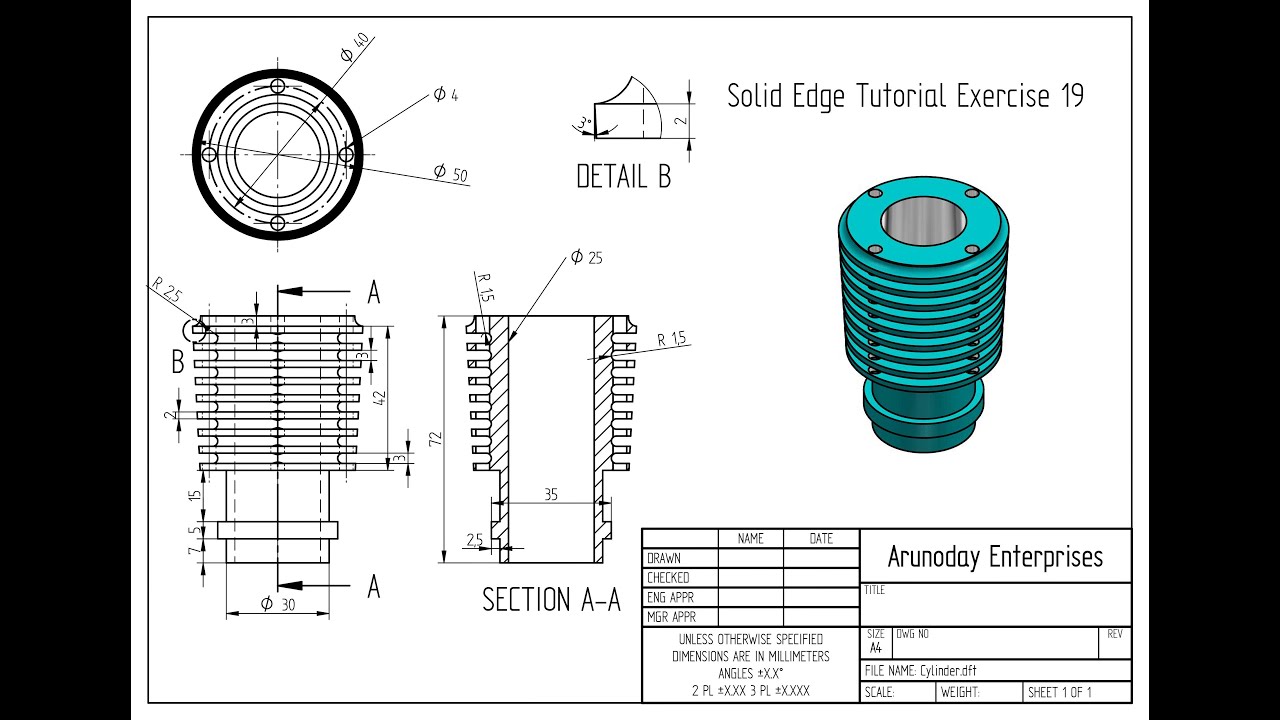 Solid Edge I Tutorial I Exercise 19 I Solid edge beginner