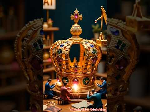 ❤️Miniature Royal Jewelers Craft a Magnificent Gold Crown Ultra-Realistic 8K Scene#ai#tiny#miniature