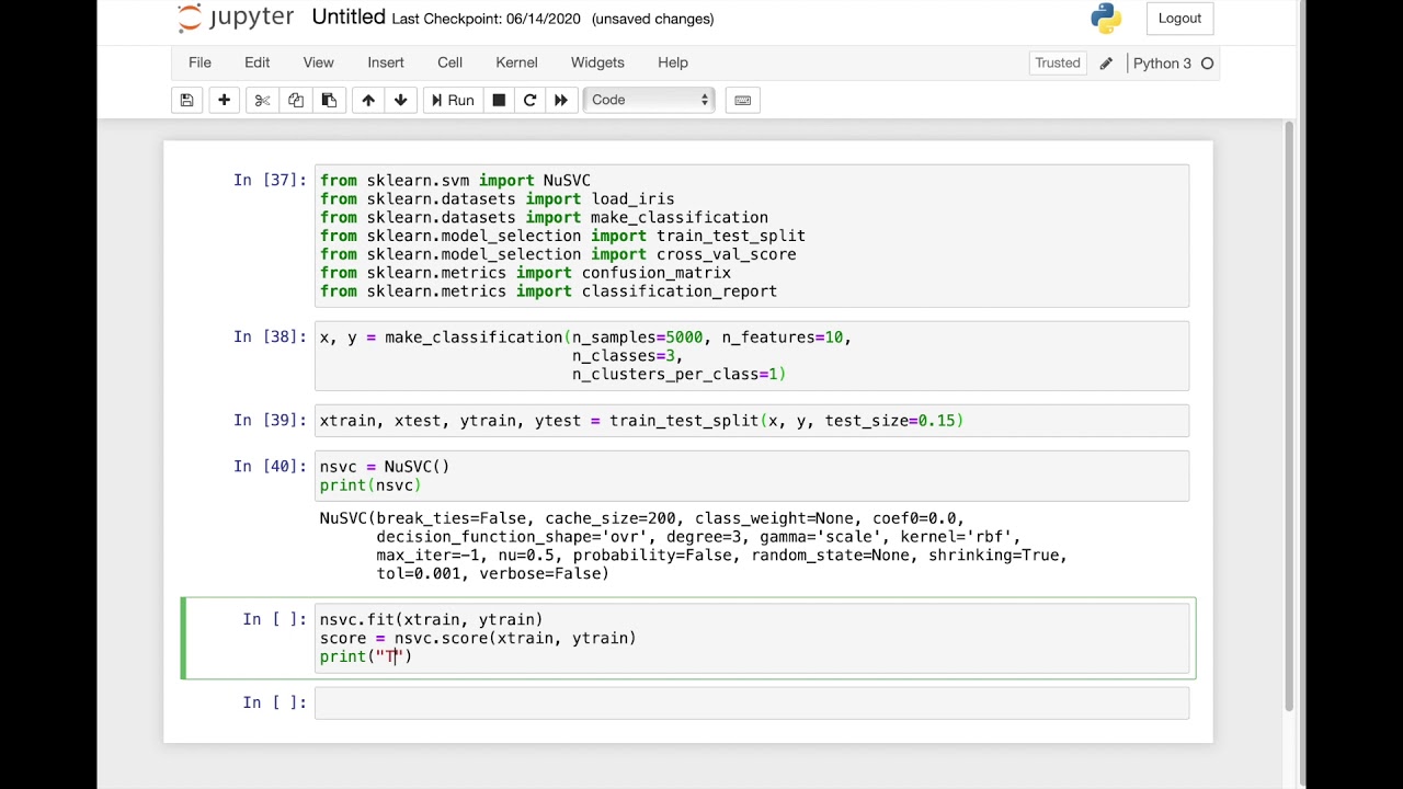 Classification Example with the Nu-SVC in Python