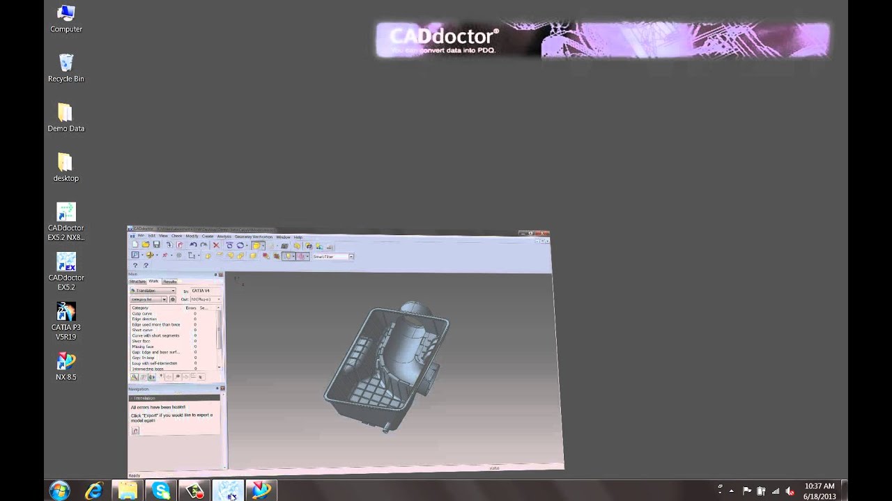 CADdoctor EX Tutorial 5 - Healing / Simplification / Geometry Verification
