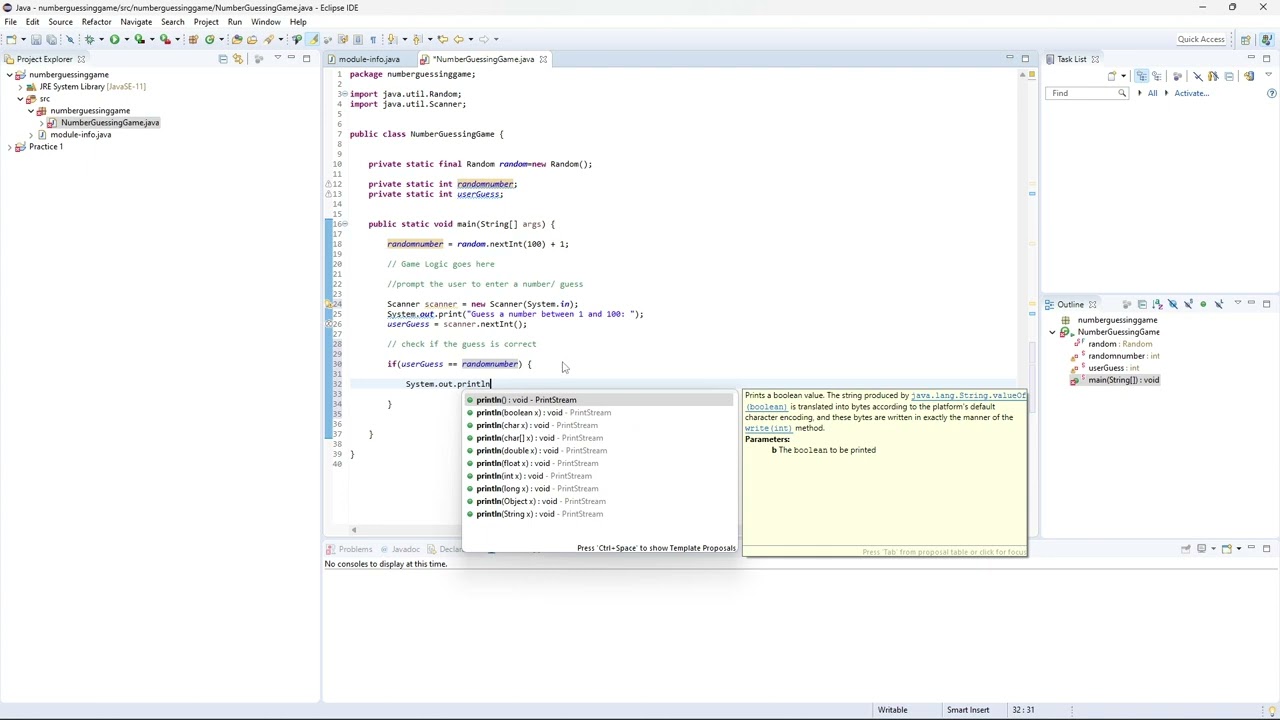 Number Guessing Game in #java