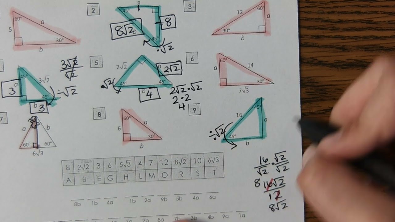Special Right Triangles Practice Worksheet