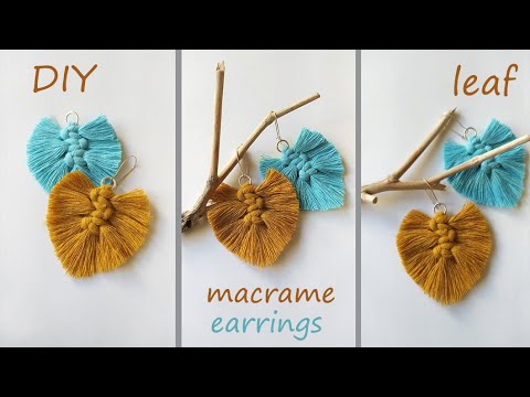 DIY macrame earrings: step by step spring summer earrings tutorial, easy pattern for beginners, boho