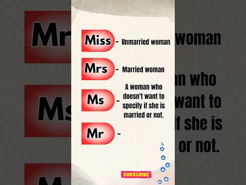 What's the difference between MISS, MRS, MS and MR in English? #englishlesson #english #shorts