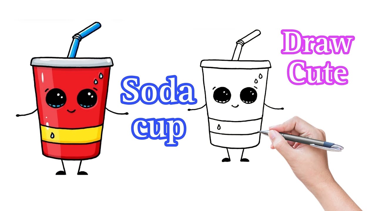 How To Draw A Cute SODA CUP Clipart,To Draw step by step, DL cute things