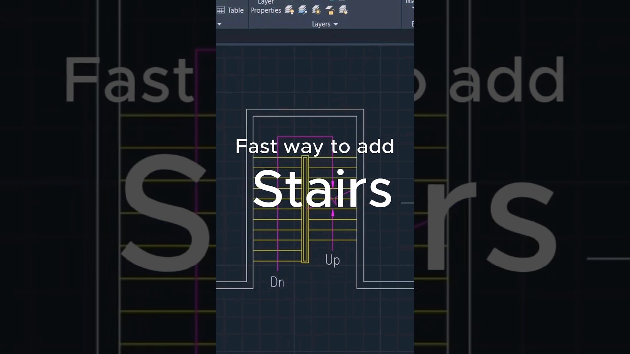 Fast way to add stairs in Autocad #autocad #autocadtutorials #cad #stairs