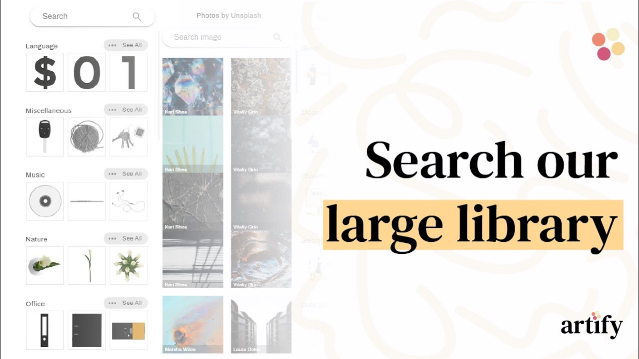 Artify: Easily search our huge library.
