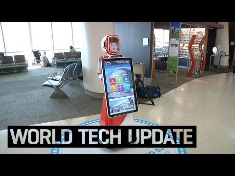 These three robotic ladies are your friendly airport guides