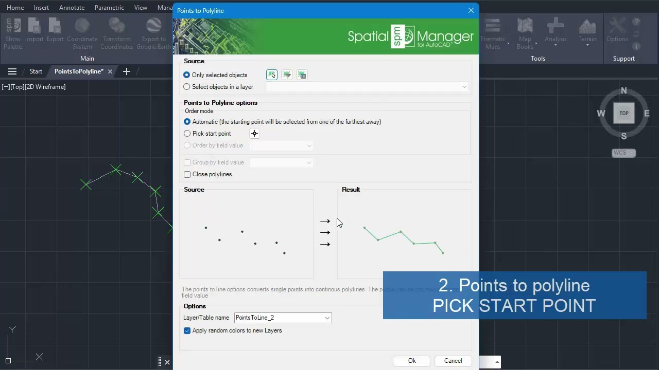 Create polylines from Points in DWG