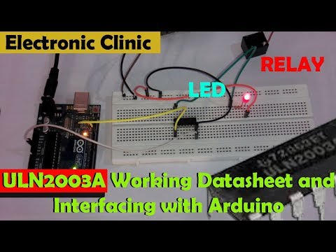 ULN2003a ic working,datasheet,Proteus simulation, it's use with Arduino as relay,led,solenoid driver