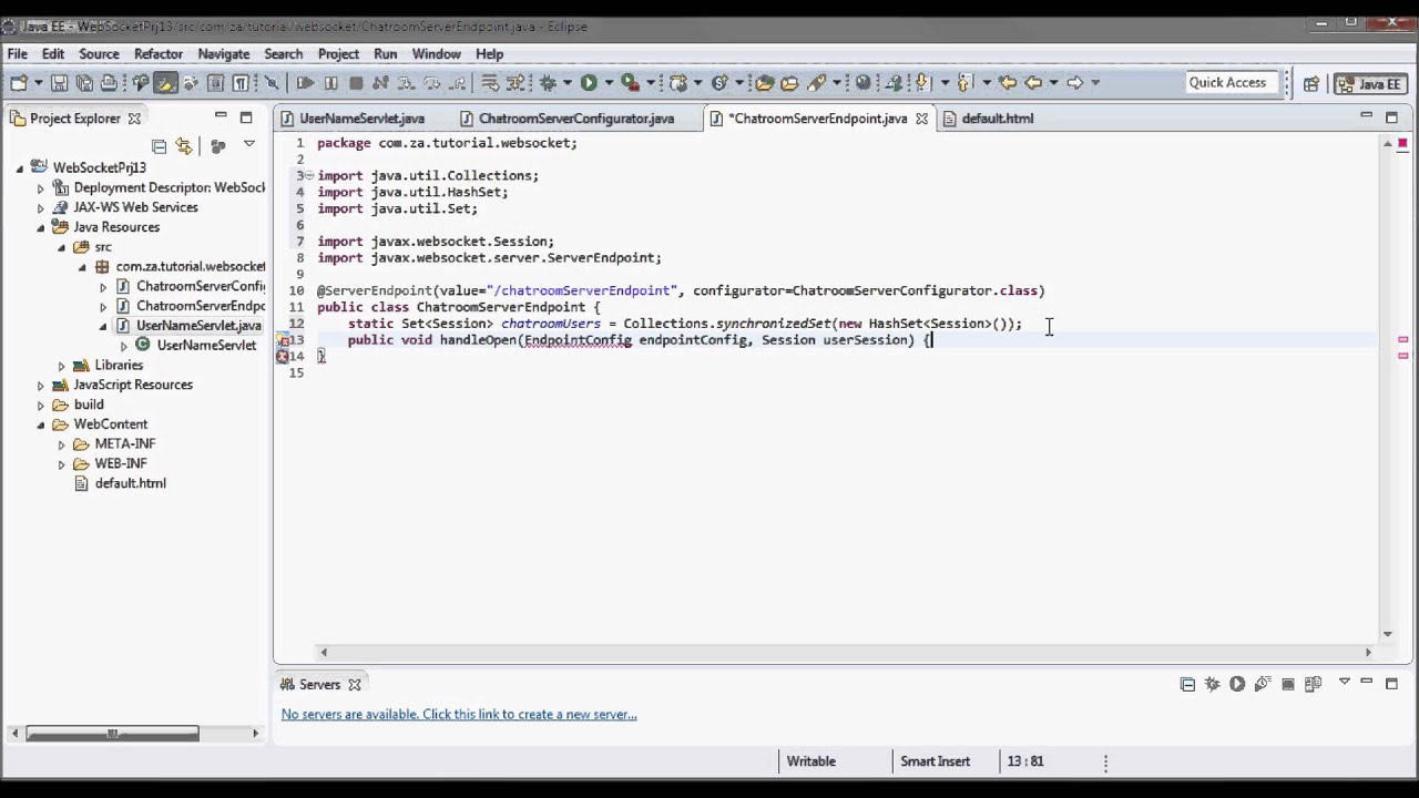 WebSocket Tutorial 13 - ServerEndpoint + Java Servlet + HttpSession + glassFish 4 + tomcat 8