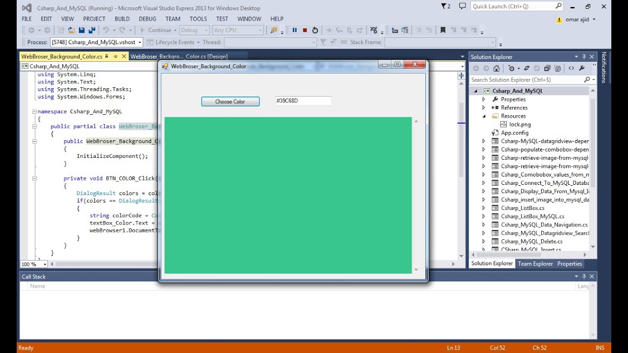C# - Change A WebBrowser Control background color Using ColorDialog In C# [ with source code ]
