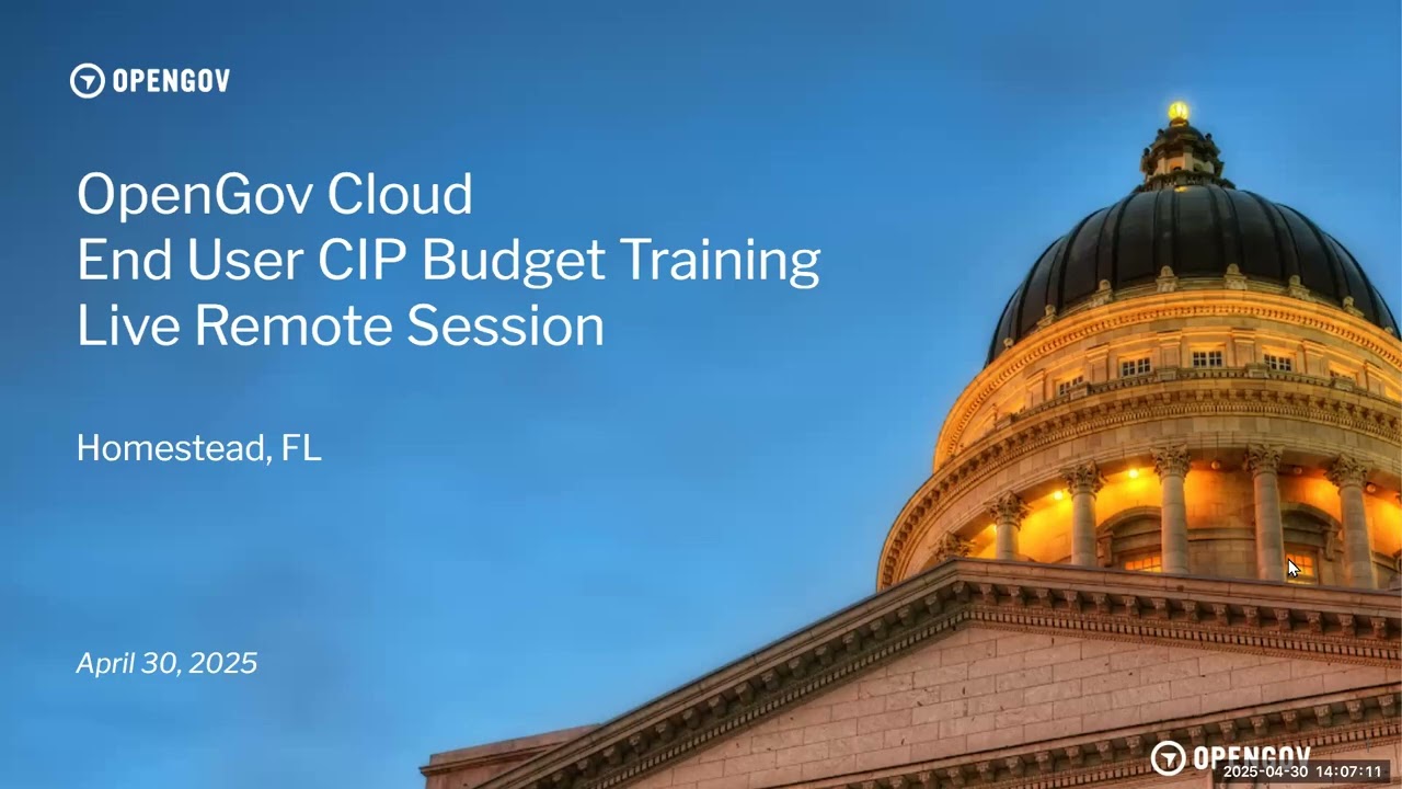 OpenGov- CIP Budget End User Training