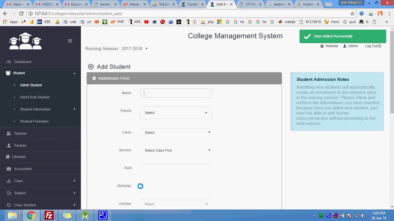 College Management System in PHP - OKOK PROJECTS- Final Year Projects ...