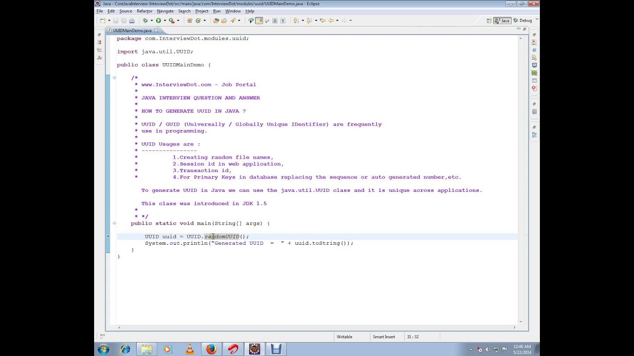 HOW TO GENERATE UUID IN JAVA DEMO