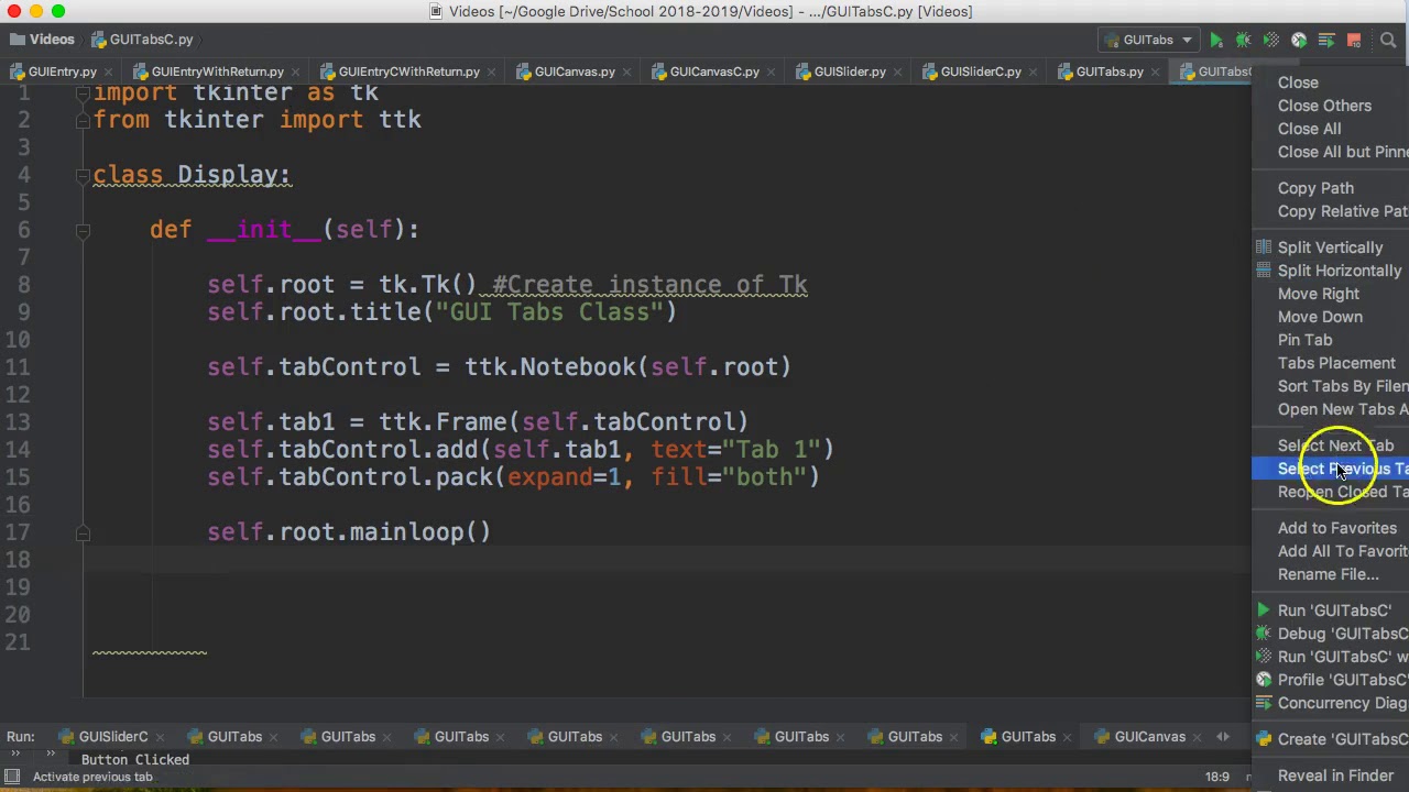 PYTHON3 TKINTER - GUI TABS (CLASS)