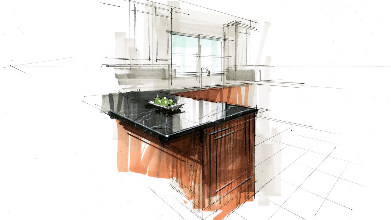 Tutorial - Hand Rendering, Interior, 160416 Kitchen Detail