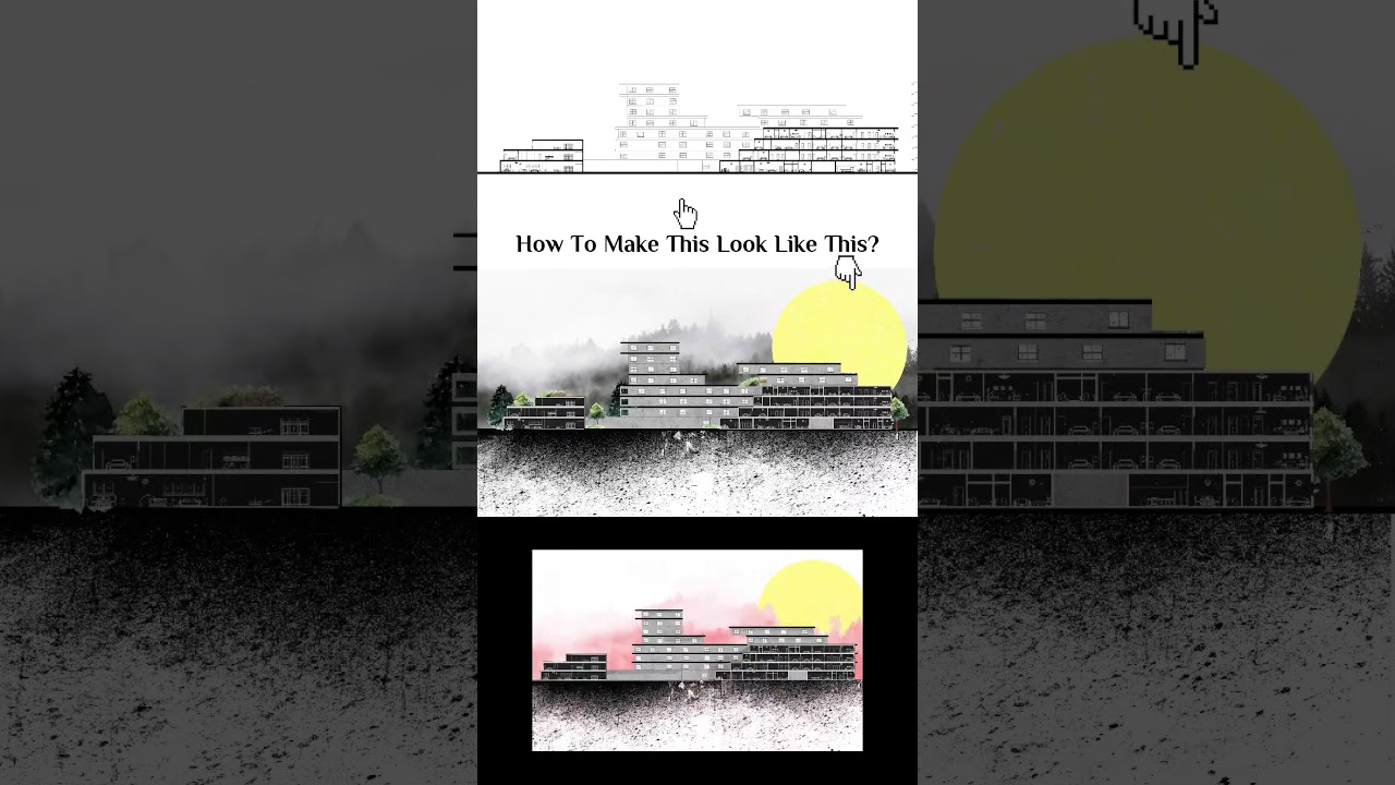 Making Architectural Technical Drawings look FANCY using Photoshop! #architecturevisualization