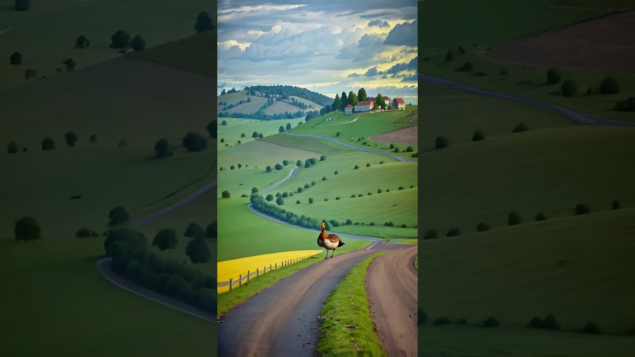 Free Stock Videos - AI generated animation - a turkey in the country side