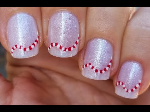 Silvery CHRISTMAS NAIL ART With Candy Cane French Tips - NAILS For Holidays 2023