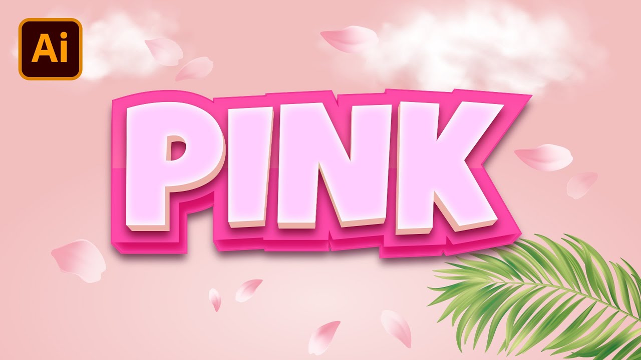 Adobe Illustrator | How to Create a Premium 3d Text Effect | Pink Typography