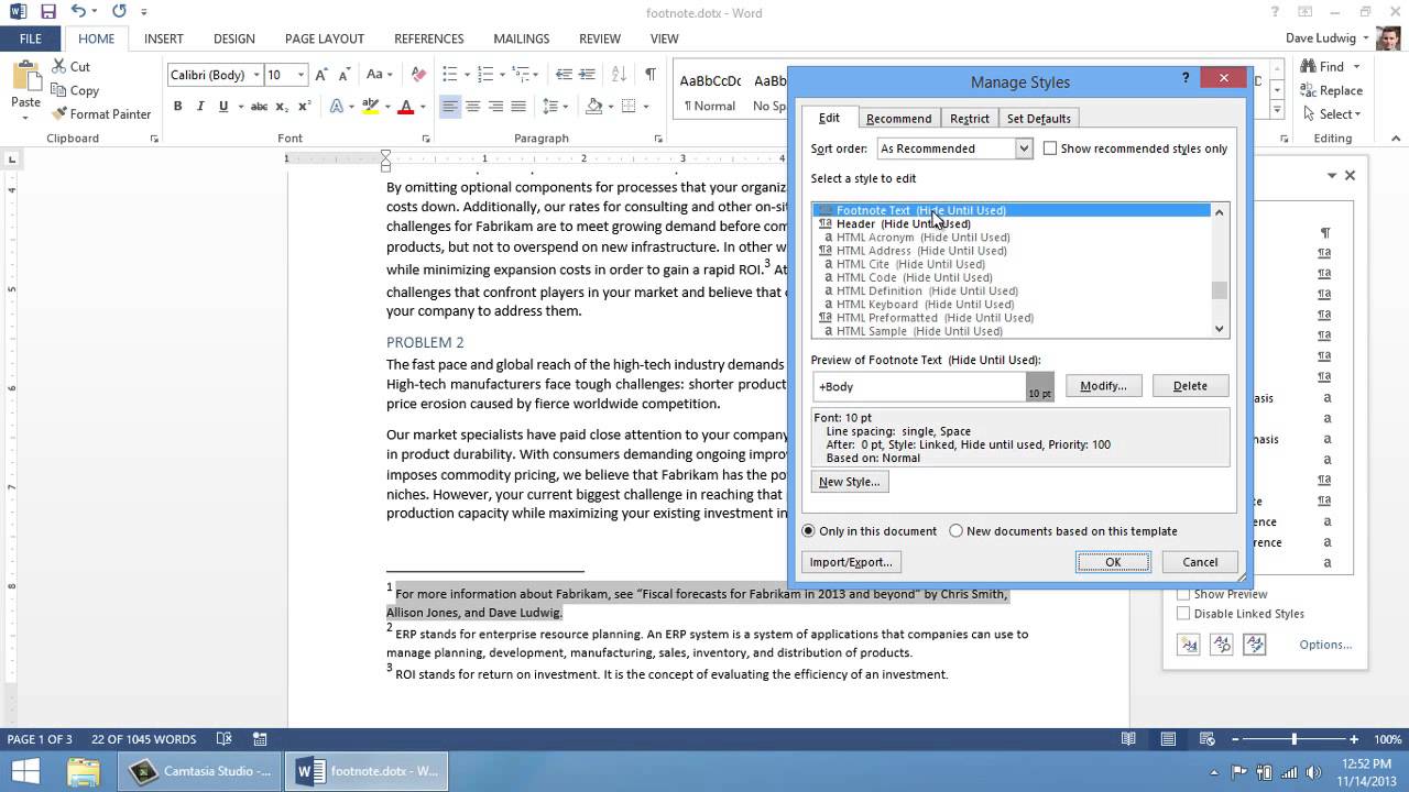 Chap 04-04- Change footnote font, size and formtting