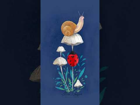 Feel good animated gif illustration of snail and ladybug #animatedgif #feelthemusic #happylife