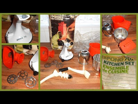 Vintage Spong 702 Complete Orange Kitchen Set Mincer Slicer & Grater Kitchenalia