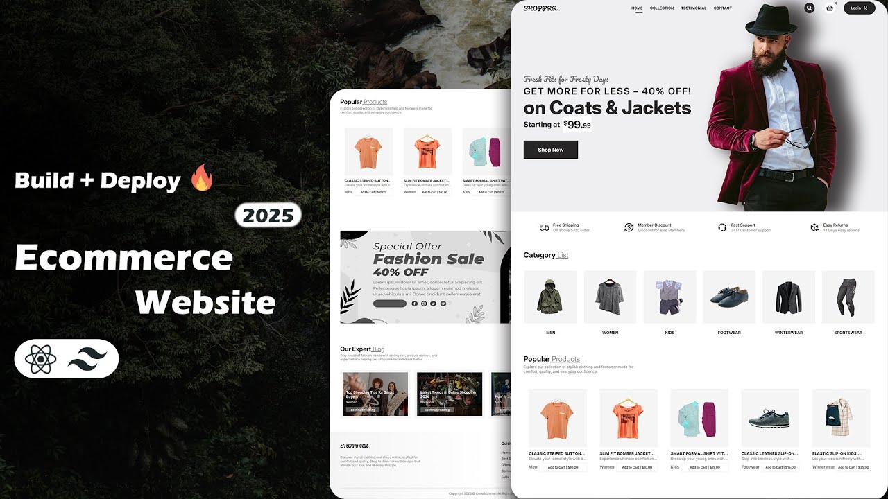 Build and Deploy React JS Ecommerce Website - Complete Ecommerce Website Using React & Tailwind CSS