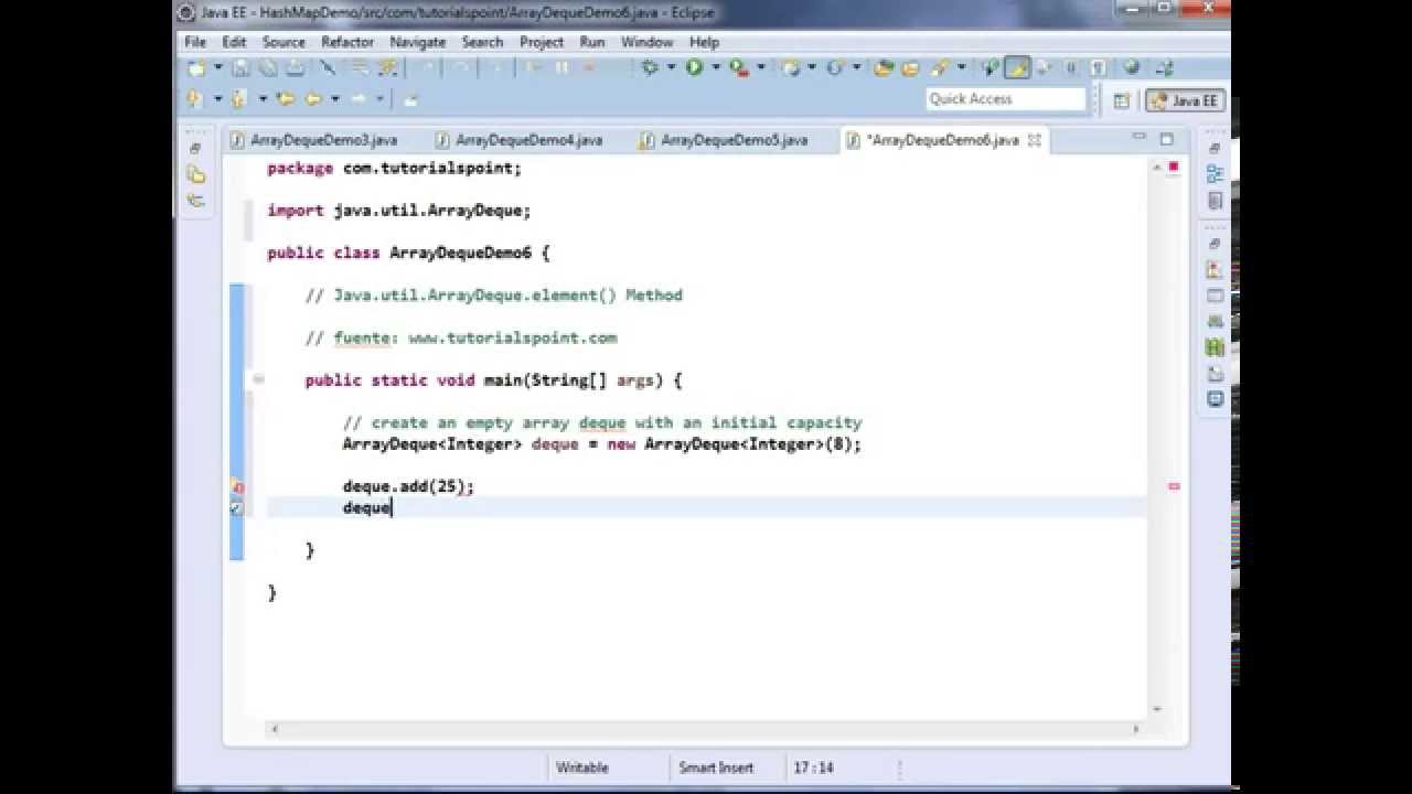 Java util ArrayDeque element Method