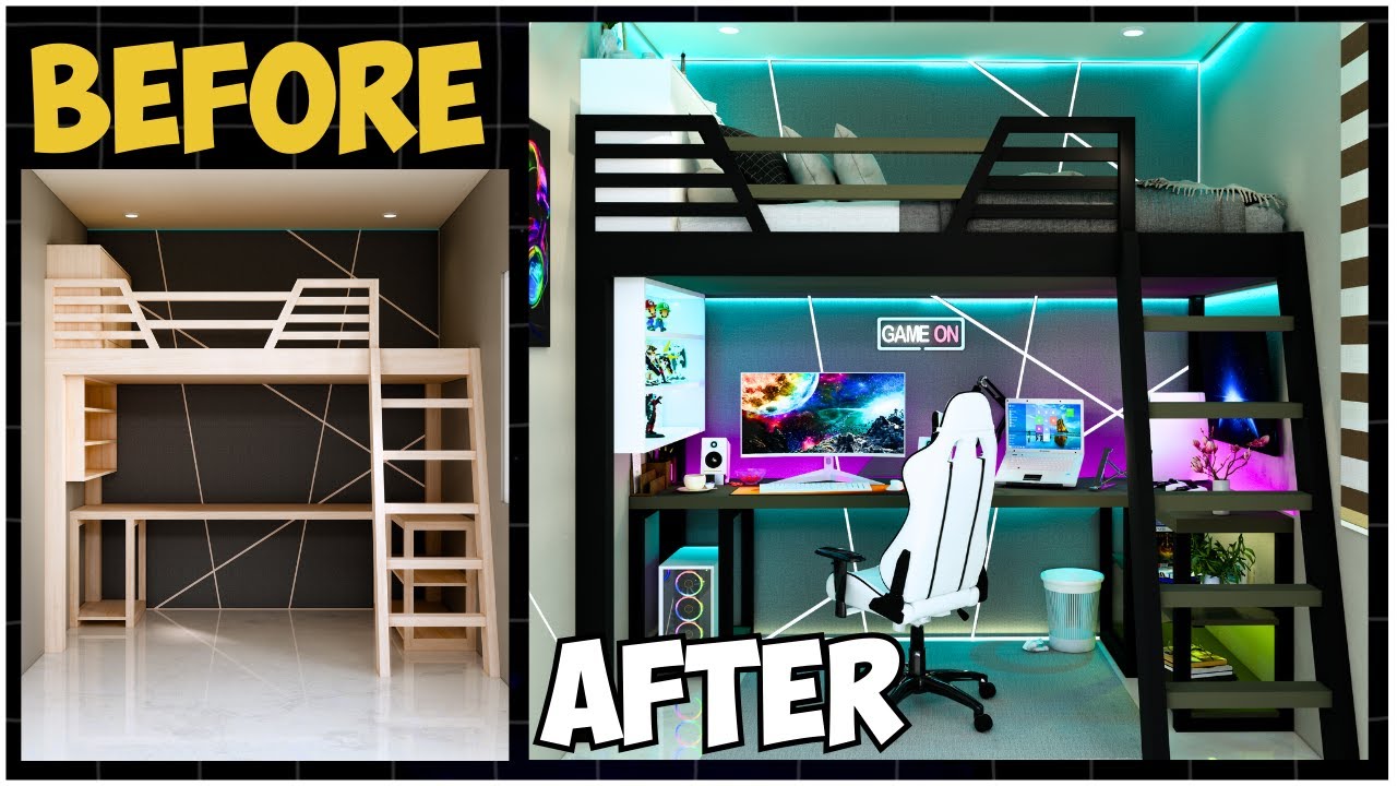 Level Up Your SMALL ROOM with This GAMING LOFT BED!