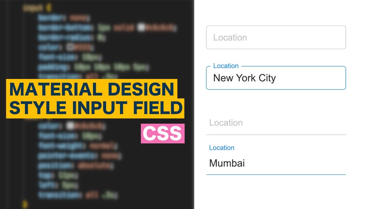 Material design style input field with CSS