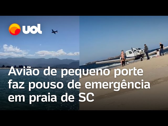 Avião faz pouso de emergência em praia de Santa Catarina