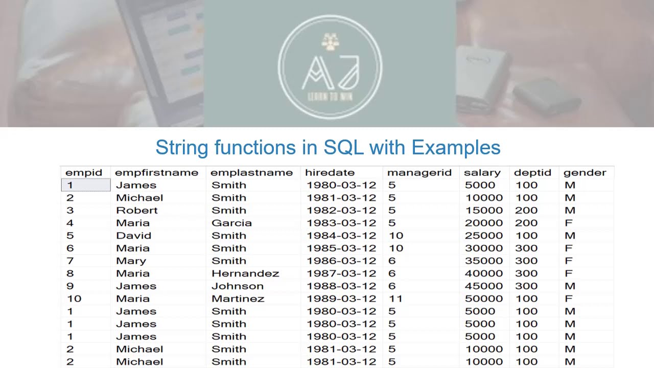 10. String functions in SQL query with Examples