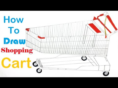 How to Draw Shopping Trolley Step by Step||Draw Supermarket Shopping Cart||Shopping Cart Drawing