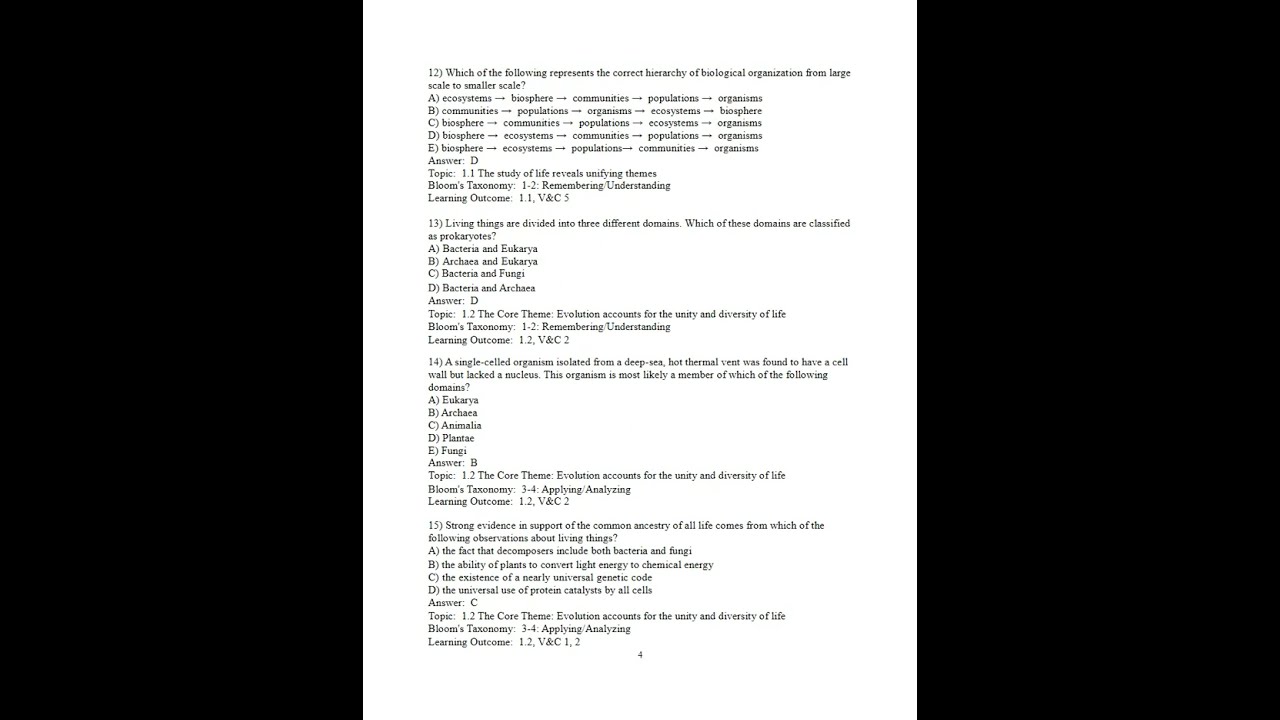 Test Bank For Campbell Biology 12th Edition Urry Cain